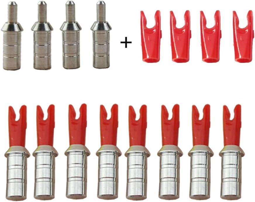 AMEYXGS Archery Aluminum Pin Nocks Bushing with Plastic Arrow Nock DIY Arrow Accessories for ID 4.2/6.0/6.2 mm Arrow Shaft (Red ID 4.2mm)