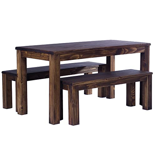 B.R.A.S.I.L.-Möbel TableChamp Bench Solid Pine 37.8 Inch Oak Antique Wood Oiled