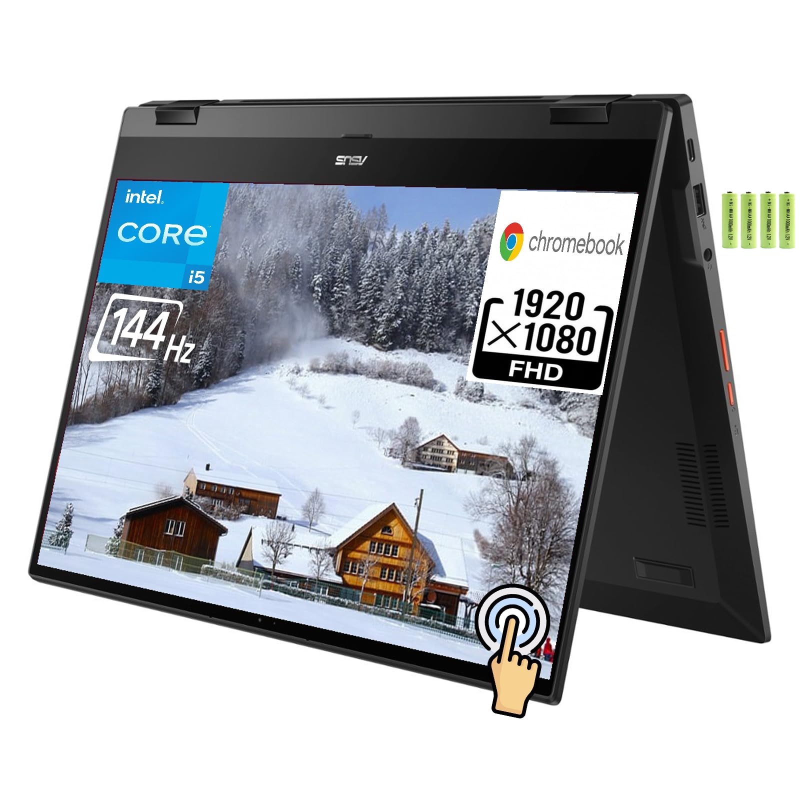 ASUS Cloud Gaming Chromebook CX55 Flip 2-in-1 Convertible Laptop, 15 15.6" 144Hz FHD Touchscreen, Intel Core i5-1135G7, 8GB RAM, 2TB SSD, Wi-Fi 6, Bluetooth 5.2, Numpad, Chrome OS, Gray, w/Battery