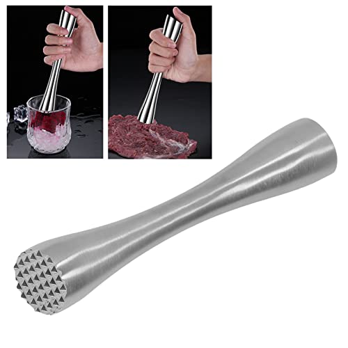 Muddler for Cocktails, Professional Stainless Steel Cocktail Muddler Food Grade One Piece Forging Drink Muddler for Kitchen Bar, Mixing Spoon Home Bar Tool(Long Handle)