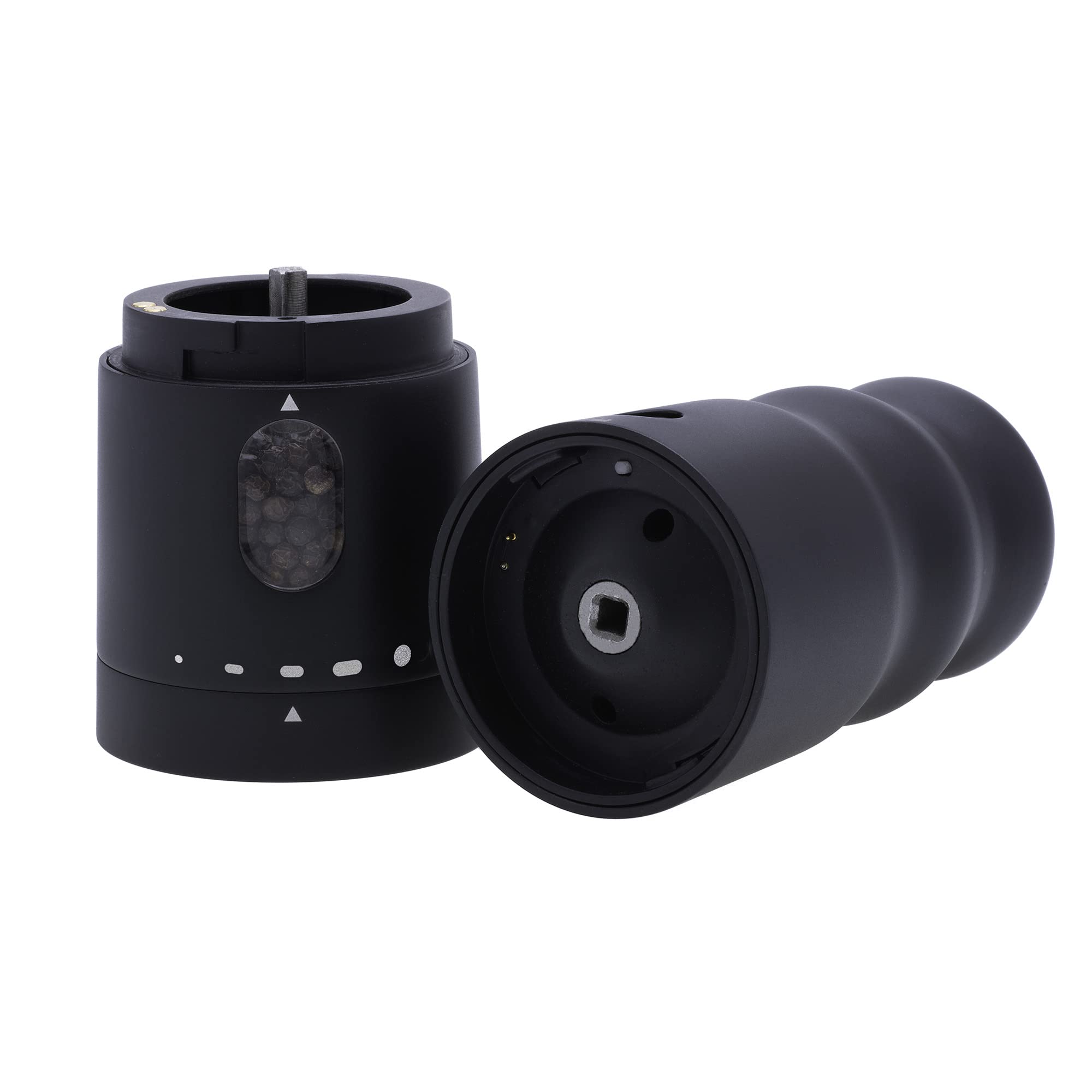 BLACK RAIN Pepper Mill Grinder - High Pepper Volume Automatic Peppercorn Grinder w/Built-in LED Lighting - Sturdy Aluminum Electric Pepper Grinder w/Rechargeable Lithium Battery (Matte Black)