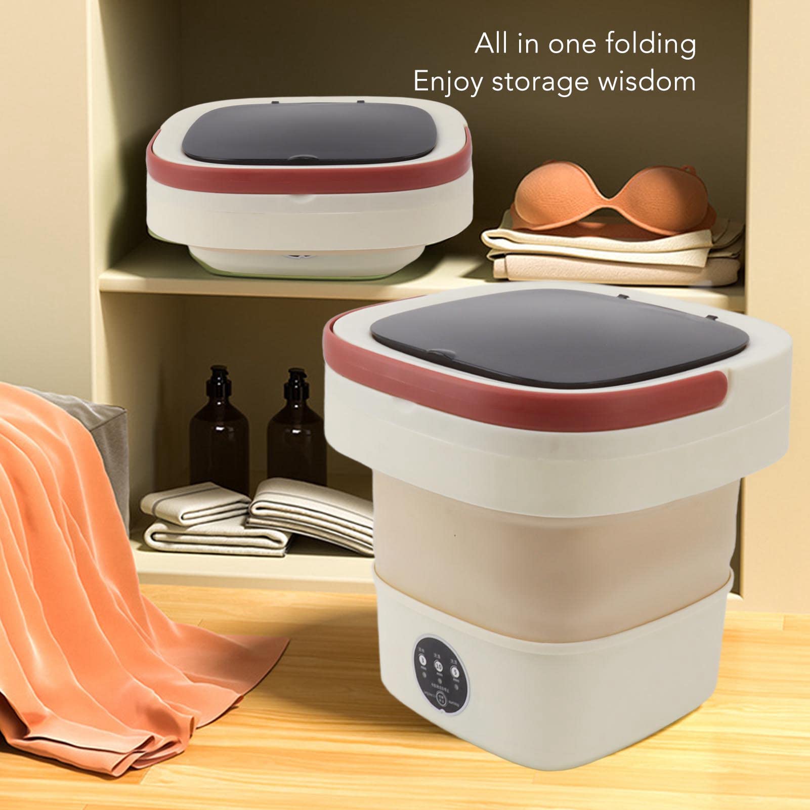 Asixxsix Foldable Washing Machine, Portable Mini Washer, High Capacity Mini Washer with Deep, Suitable for Apartments, Dormitories, Camping, Travel (US Plug 100β240V)
