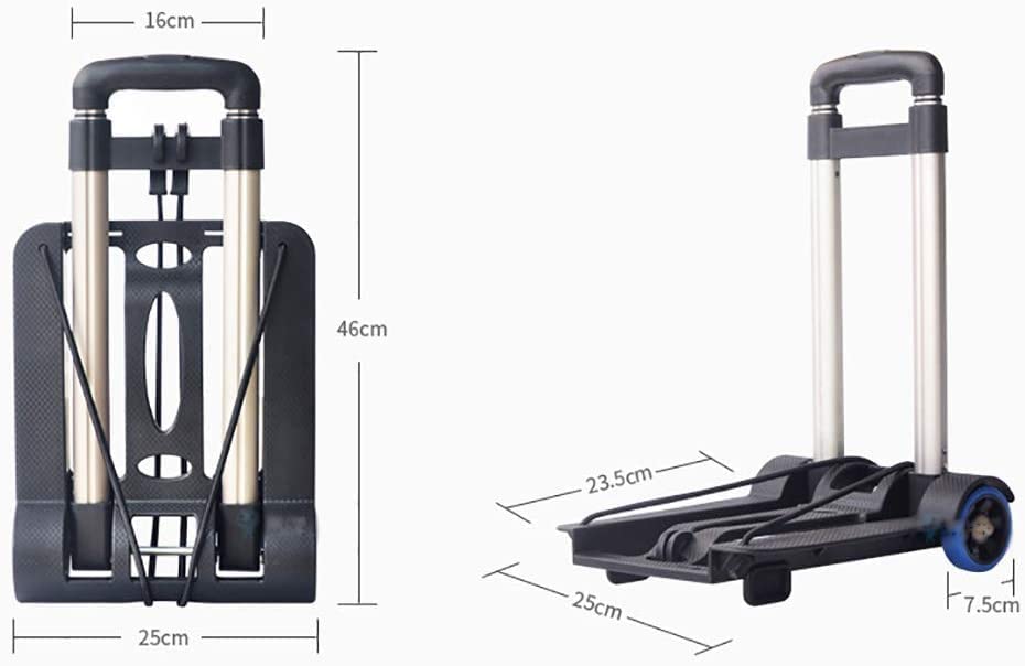 BAUBUY Small Hand Truck for Elderly Lightweight Foldable Shopping Cart with Wheels Portable Aluminum Alloy Trolley Luggage Cart