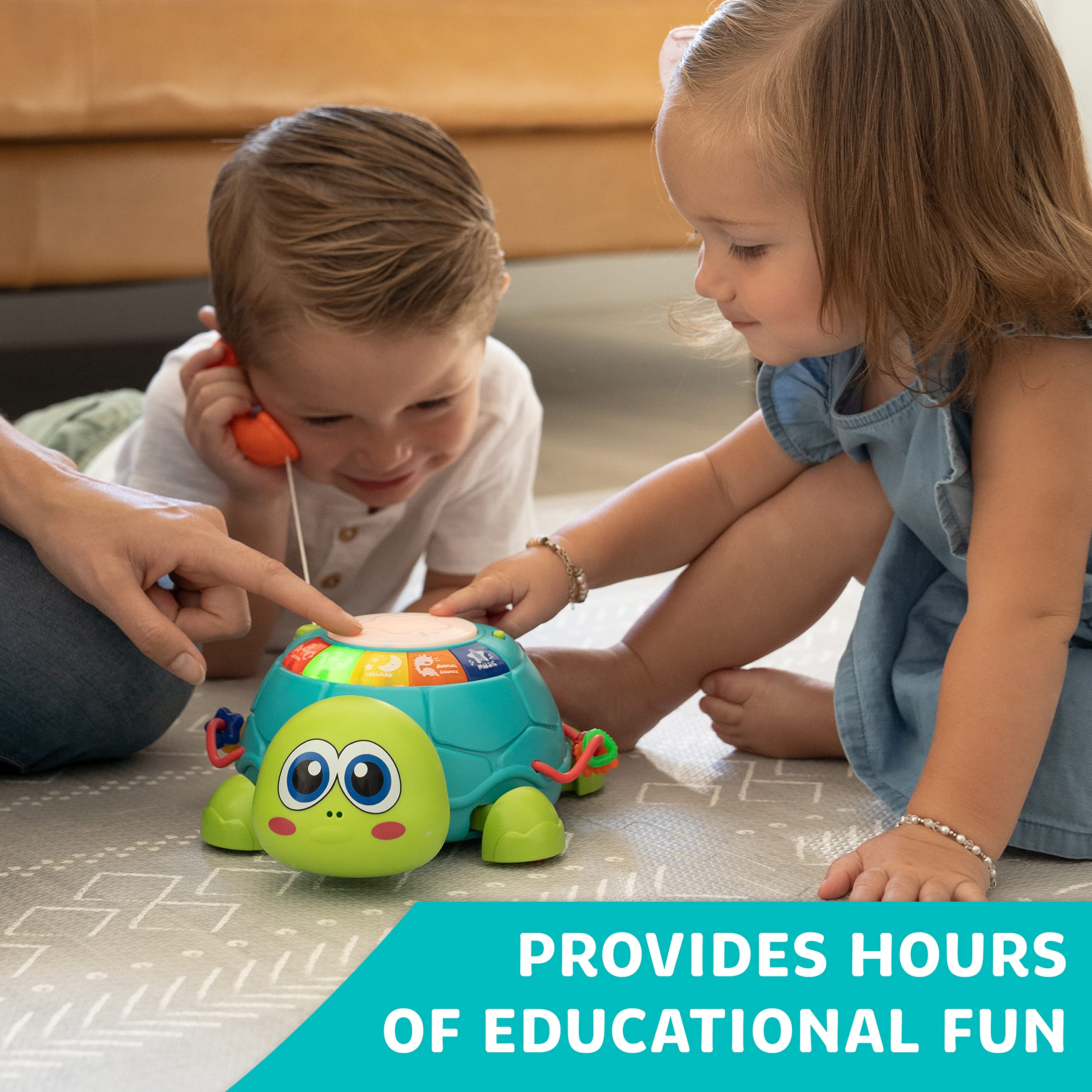 Baby Musical Turtle Toy - Crawling Toy for 6+ Month Babies - Great for Tummy Time - Develop Motor Coordination, Fine Finger Skills, and Cognitive Abilities - Lights Up and Plays Music