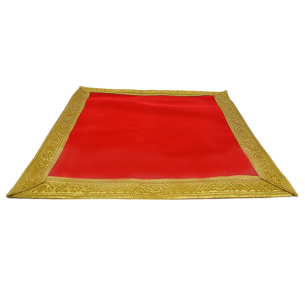 Plain Velvet Pooja Aasan Cloth/Chowki Altar Pooja Cloth for Pooja Room and Home Temple