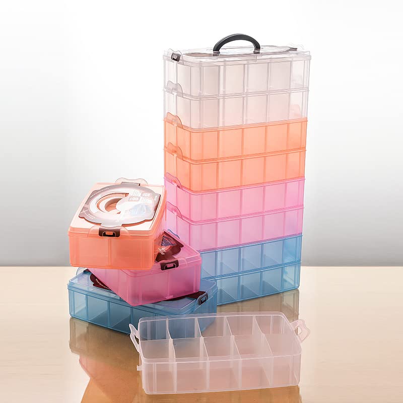lukar 3-Tier Stackable Storage Container with 30 Adjustable Compartments Craft Storage/Craft Organizers and Storage Bead Organizer Box Art Supply Organizer