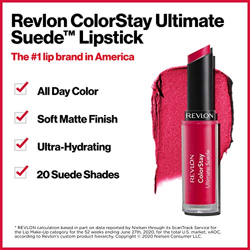 REVLON ColorStay Ultimate Suede Lipstick, Longwear Soft, Ultra-Hydrating High-Impact Lip Color, Formulated with Vitamin E, High Heels (030), 0.09 oz