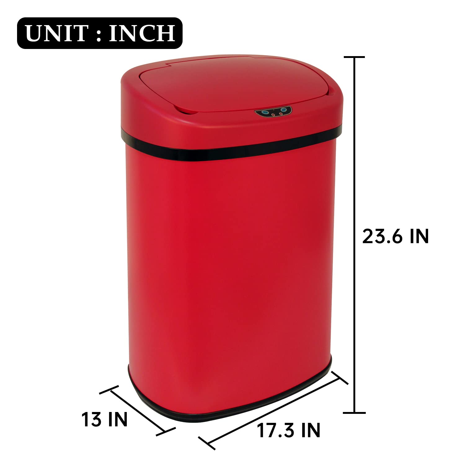 Ckofgdsue 13 Gallon Trash Can Automatic Kitchen Garbage Can Easy-Clean 50L Stainless Steel Brushed Motion Sensor Waterproof with Lid for Bathroom Office (Black)
