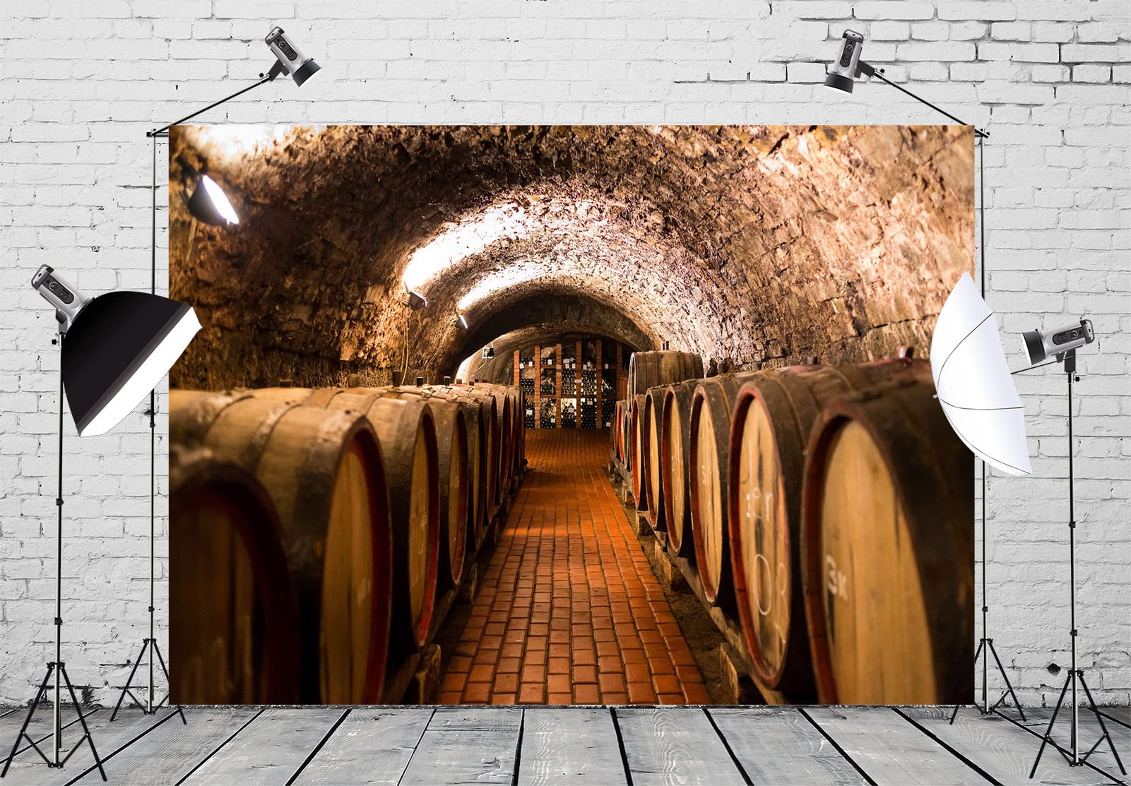 BELECO 10x8ft Fabric Vintage Wine Cellar Backdrop Old Winery Wine Barrels Underground Wine Cellar Storage Room Background Bar Club Pub Scene Background Men Adults Portrait Photoshoot Studio Props