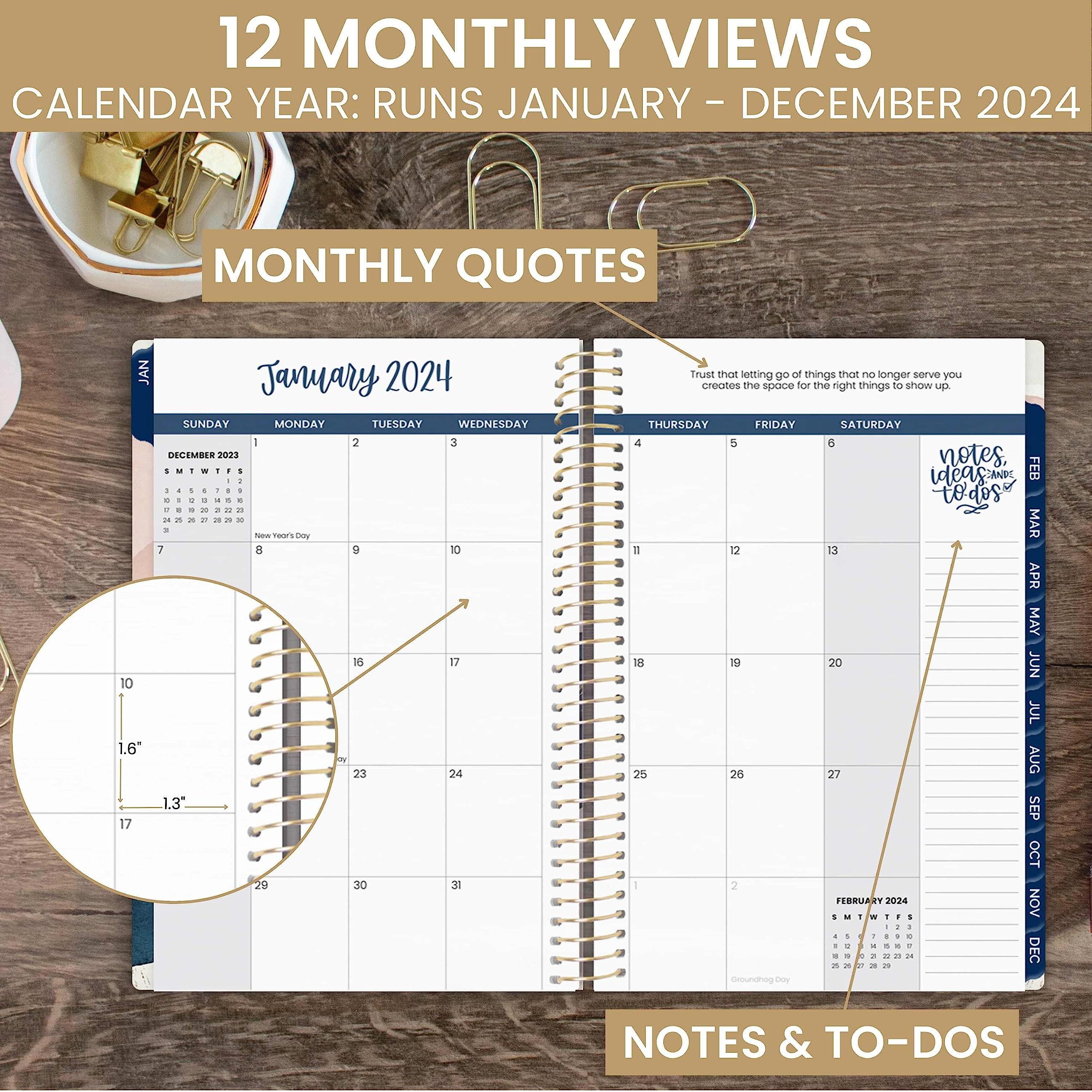 bloom daily planners 2024 Calendar Year Day Planner (January 2024 - December 2024) - 5.5β x 8.25β - Weekly/Monthly Agenda Organizer Book with Stickers & Bookmark - Golden Hour
