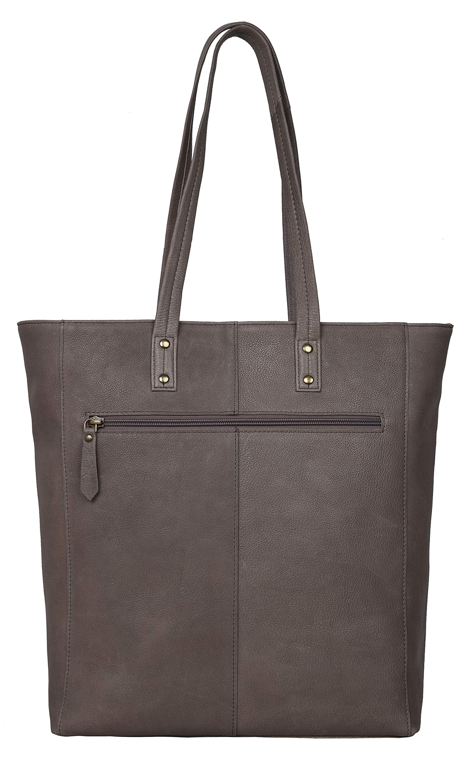 ANTONIO VALERIA Ava Vintage Wash Grey Leather Tote/Top Handle Shoulder Bag for Women