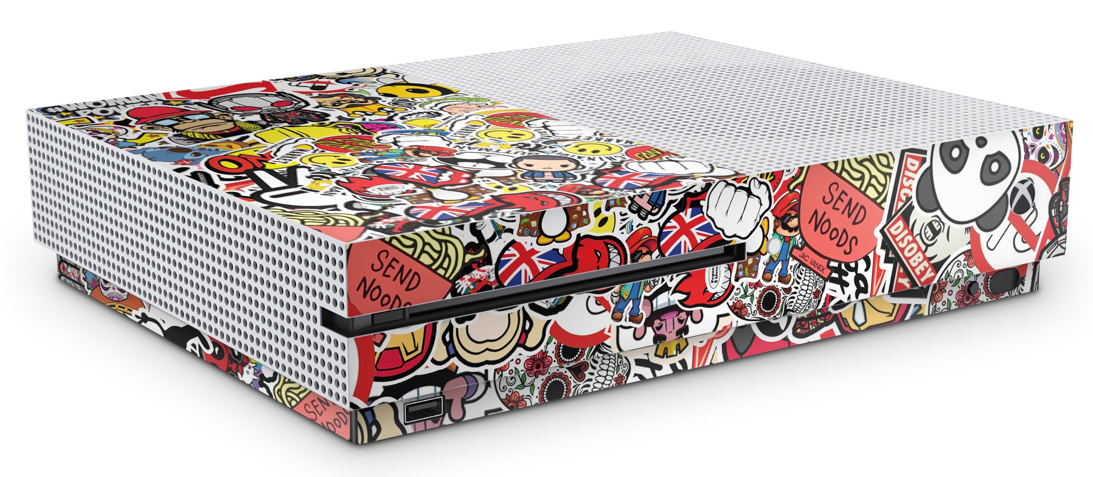 GNG Stickerbomb Skin Decal Sticker Compatible with Xbox One S Console + 2 Controller Skins