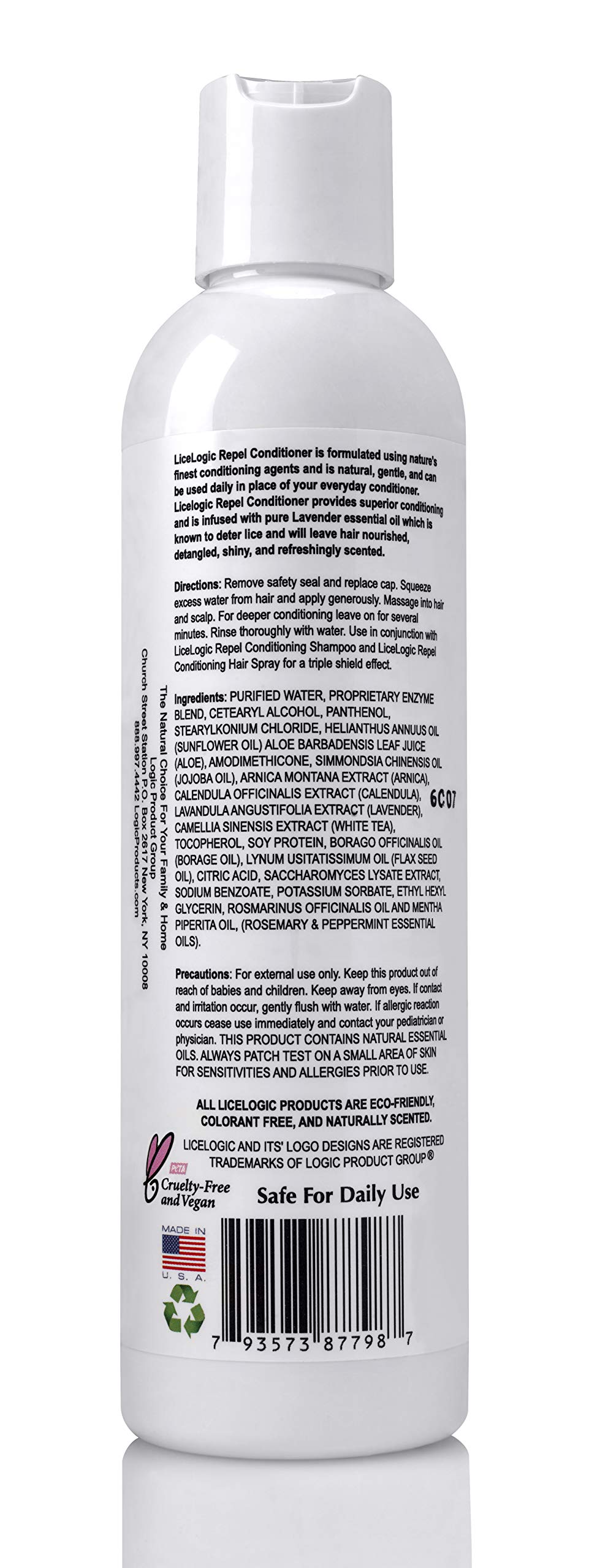 LiceLogic Repel Lice Prevention Conditioner, 8oz, Rosemary Mint - Effective Against Super Lice, Kills Eggs & Nits, Not Toxic, Naturally Derived Licezyme