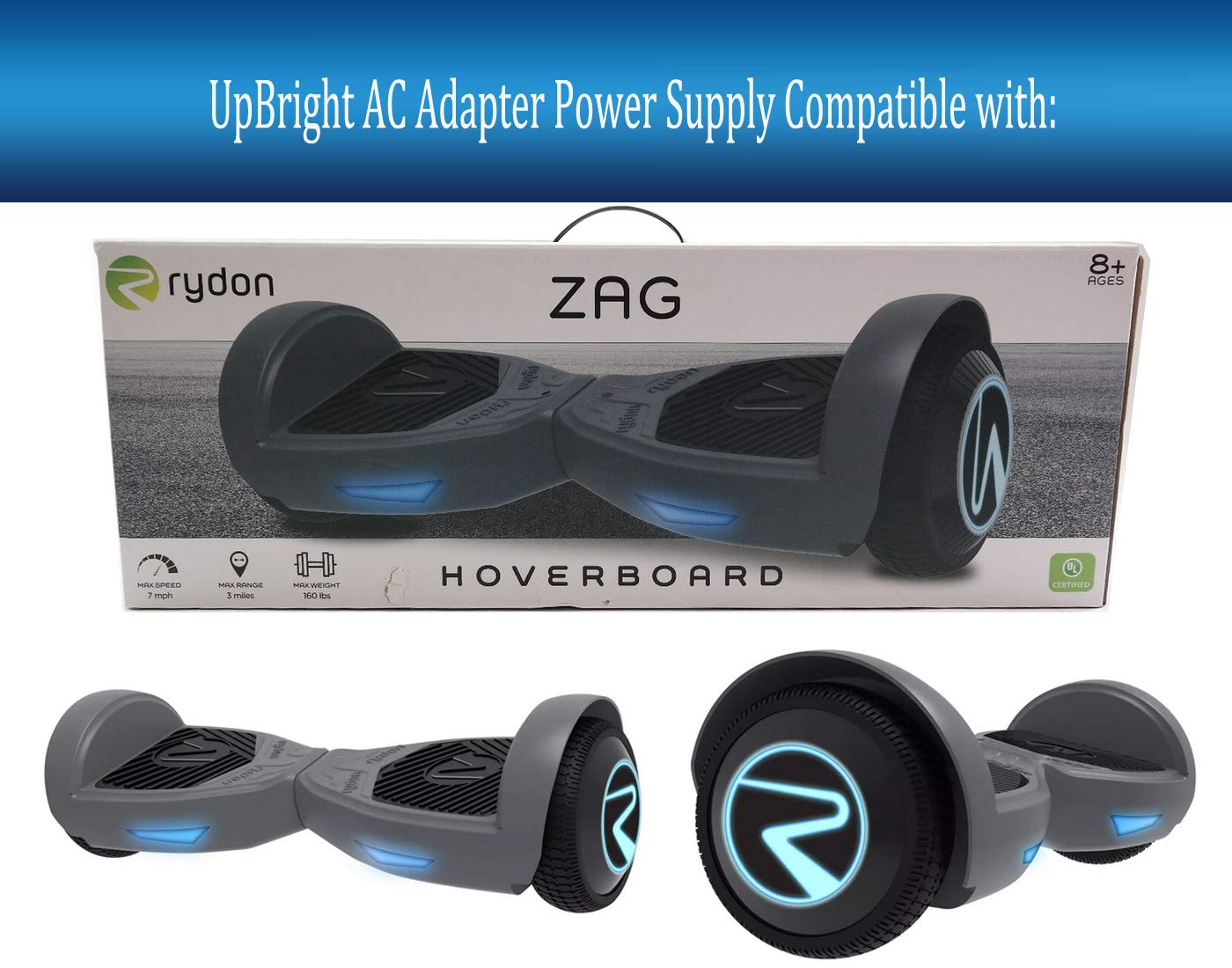 UpBright 3-Prong 42V AC/DC Adapter Compatible with Rydon Zag RYD-ZAG-Gry 1001UL-HY 37V 2.0Ah Lithium-Ion Battery Hover Electric Scooter Board RYDZAGGRY CD Coming Date CP420040A Power Supply Charger