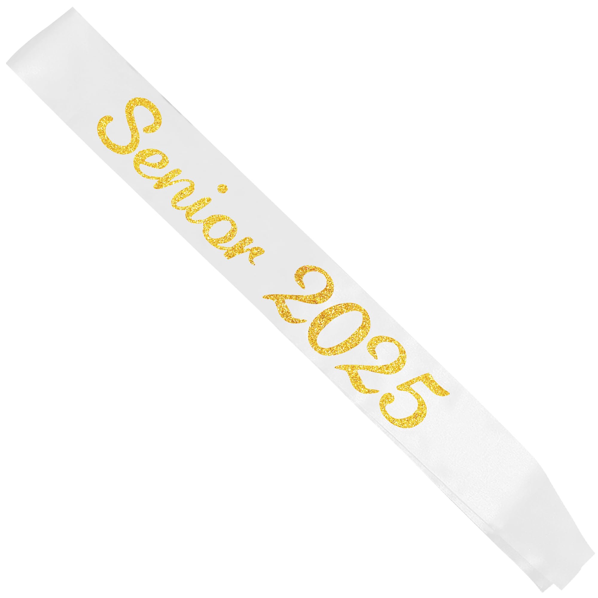 White Senior 2025 Satin Sash - 2025 Graduation Sash - Finally Graduated - Senior Cheer Sash - Cheerleader Sash - Competition Sash