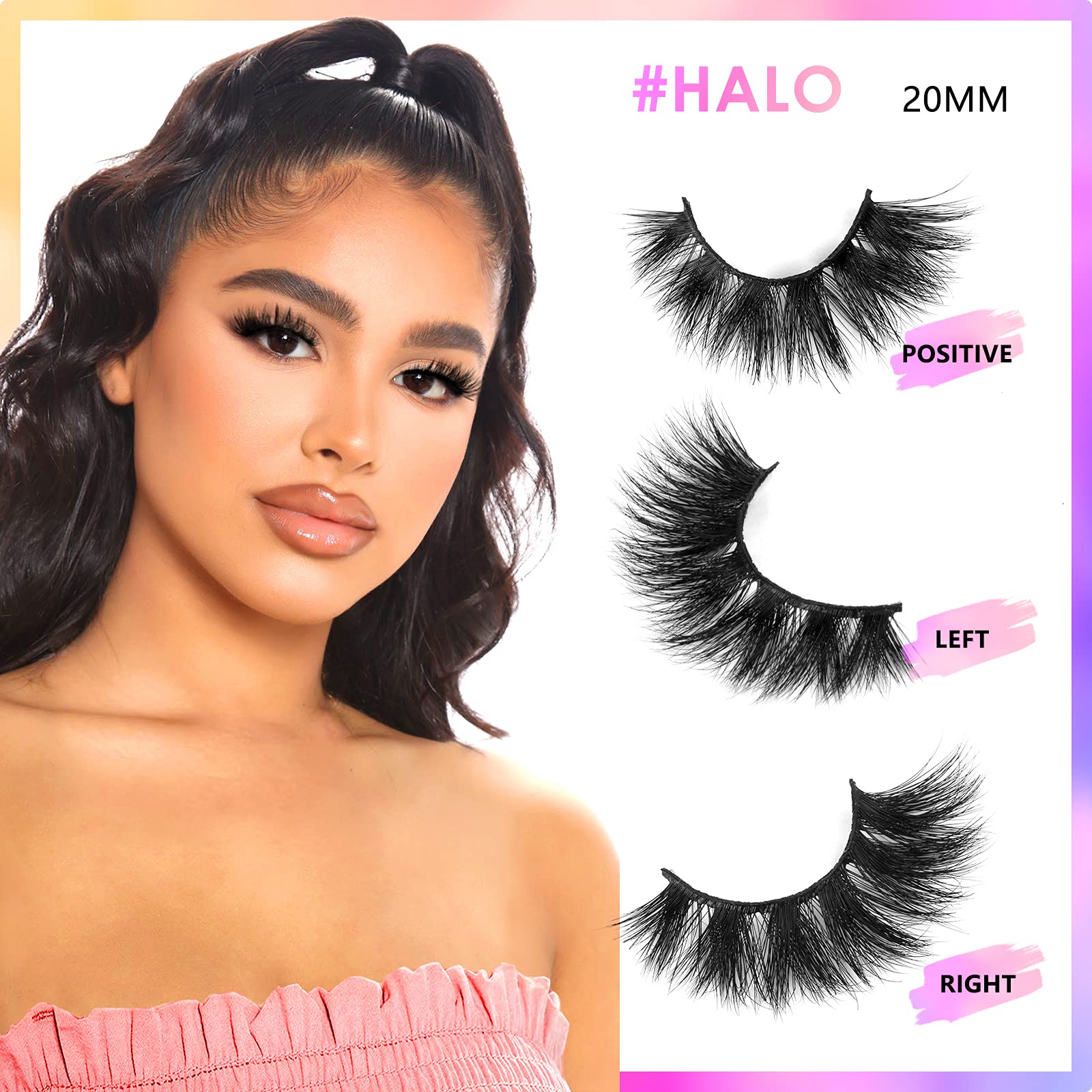 Barbiely 20mm Mink Lashes, 3D Real Mink Lashes, 3 Pairs Fluffy Dramatic False Eyelashes, 100% HandMade Mink Lshes, 6D Wispy Long Thick Full Volume Strip Eye Lashes, Cruelty Free(Party Time)