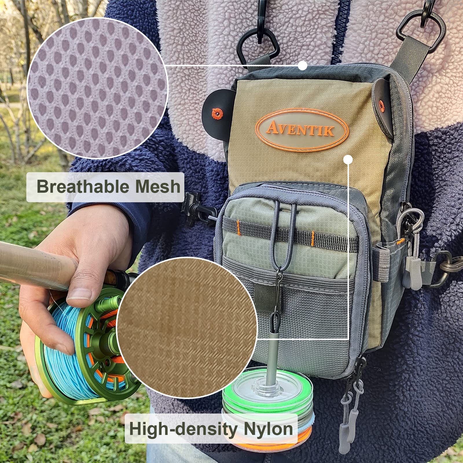 Aventik Fly Fishing Chest Bag Ultra Light Multiple Pockets Chest Pack with Vest Pack Tool Combo C