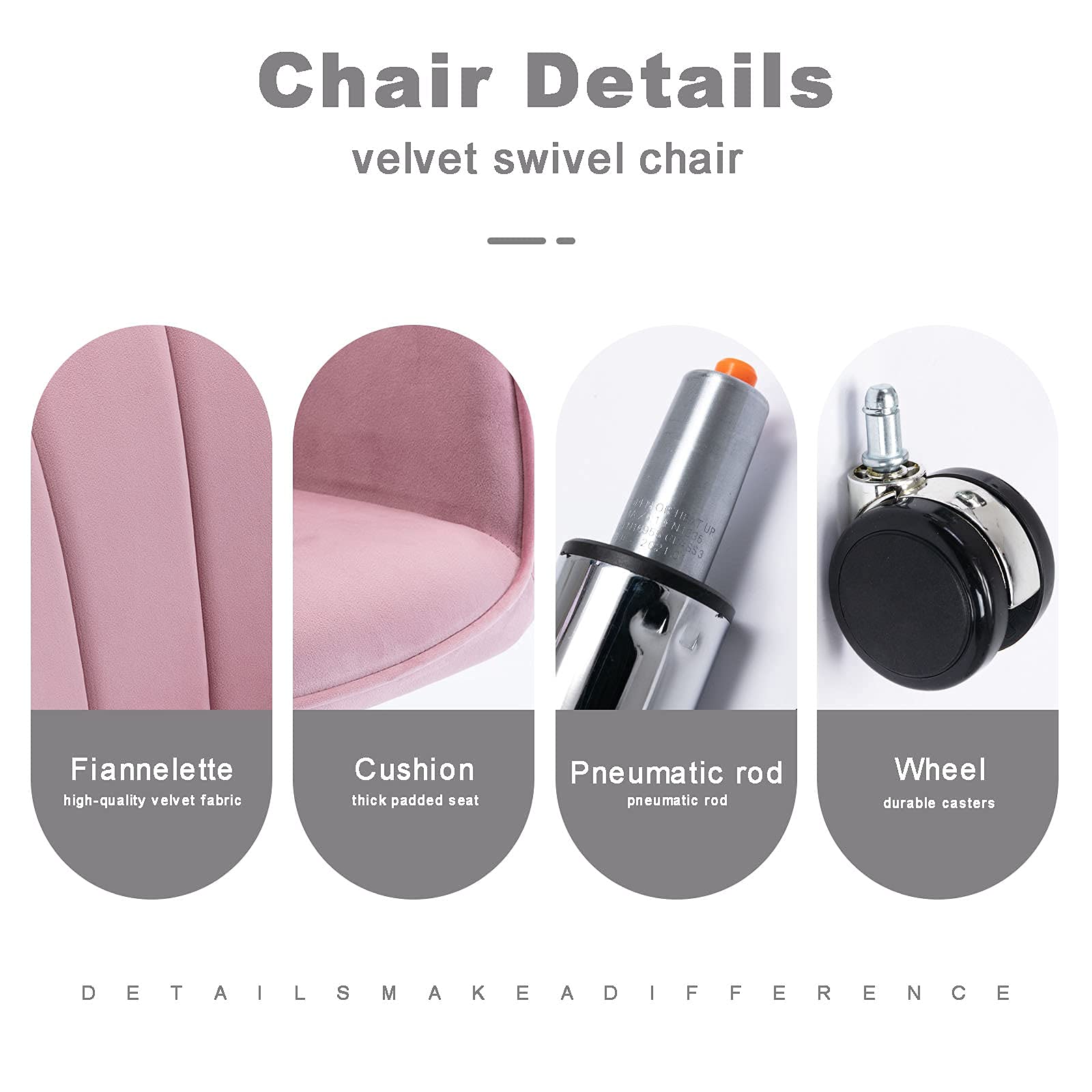 Blairot Home Office Chair Dutch Velvet Diamond Pattern Mid-Back Office Desk Chair Height Adjustable Task Computer Swivel Chair with Metal Base Legs for Bedroom Home Office