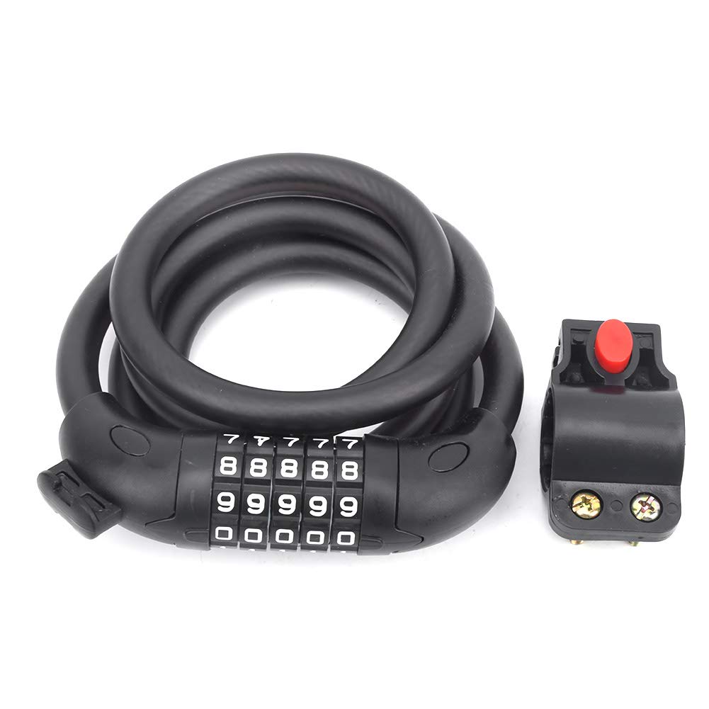 Beaswhca 1.5m Steel Alloy Heat-Treated Portable Anti-Theft bar Lock Disc Brake Lock Mountain Bike Lock 5-Digit Combination Code