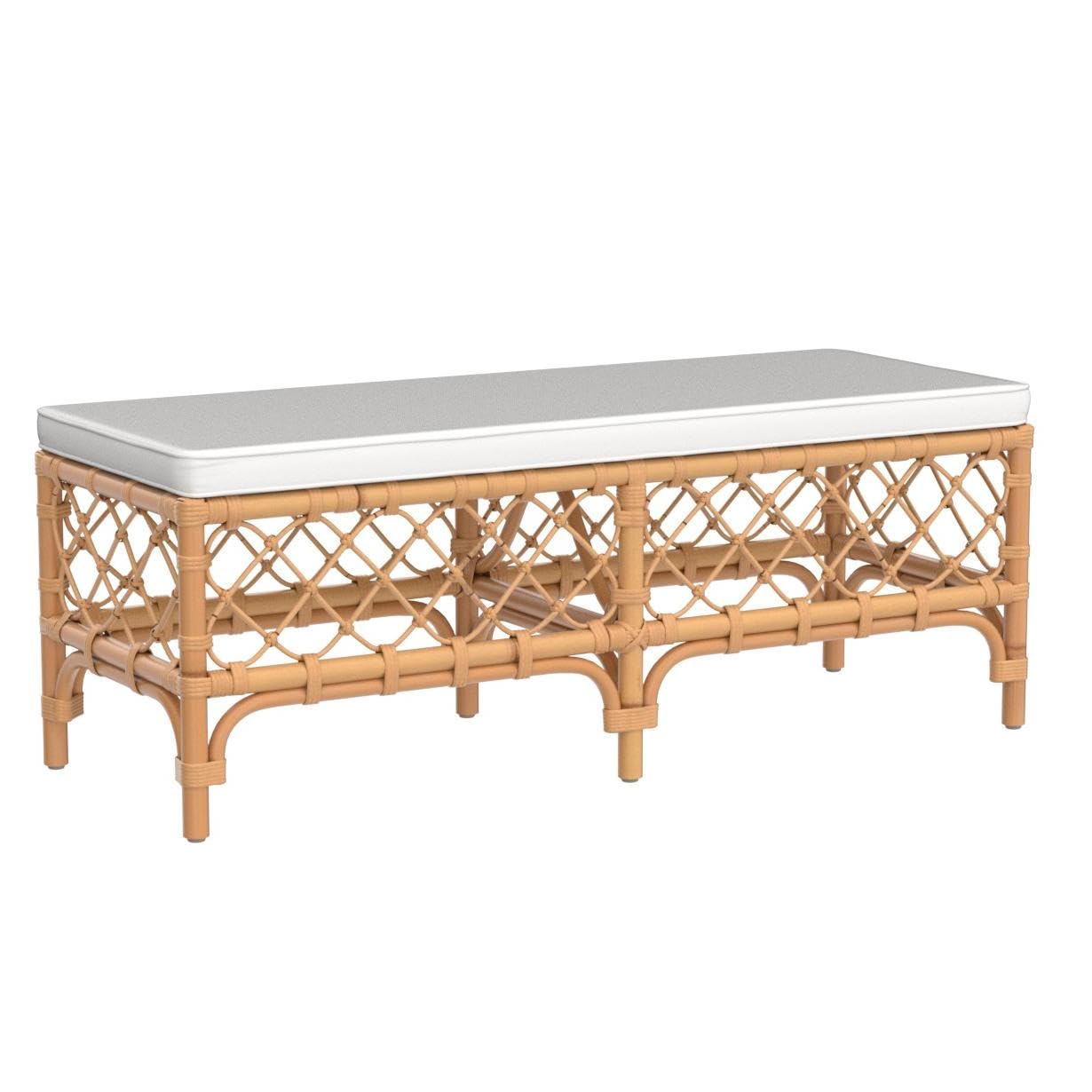 Baxton Studio Orchard Benches & Banquettes, White/Natural Brown, 48 x 18.13 x 18.25