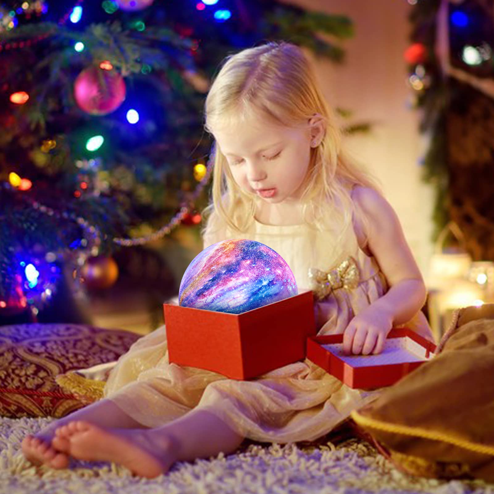 DTOETKD Moon Lamp, Kids Night Light, 16 Colors Galaxy Lamp, 5.91 inch 3D Printing LED Moon Light with Stand, Remote&Touch Control, USB Rechargeable Birthday Christmas Gift for Girls Lover, Home Decor