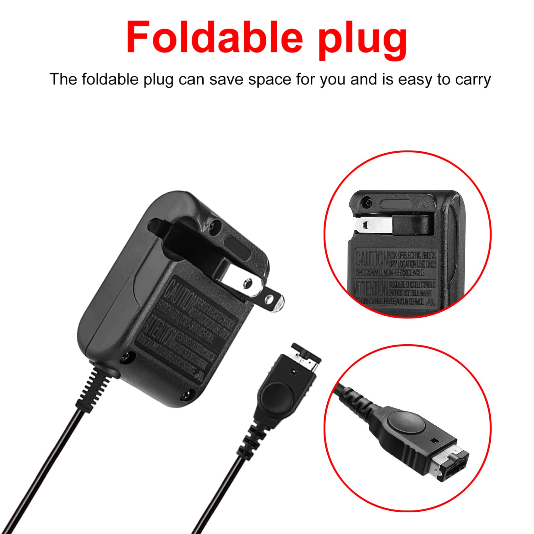 DTOL Gameboy Advance SP Charger, 5.2V 450mA Power Charger for Nintendo NDS and GBA SP, Wall Travel Charger, Compatible with Gameboy Advance SP, Nintendo NDS