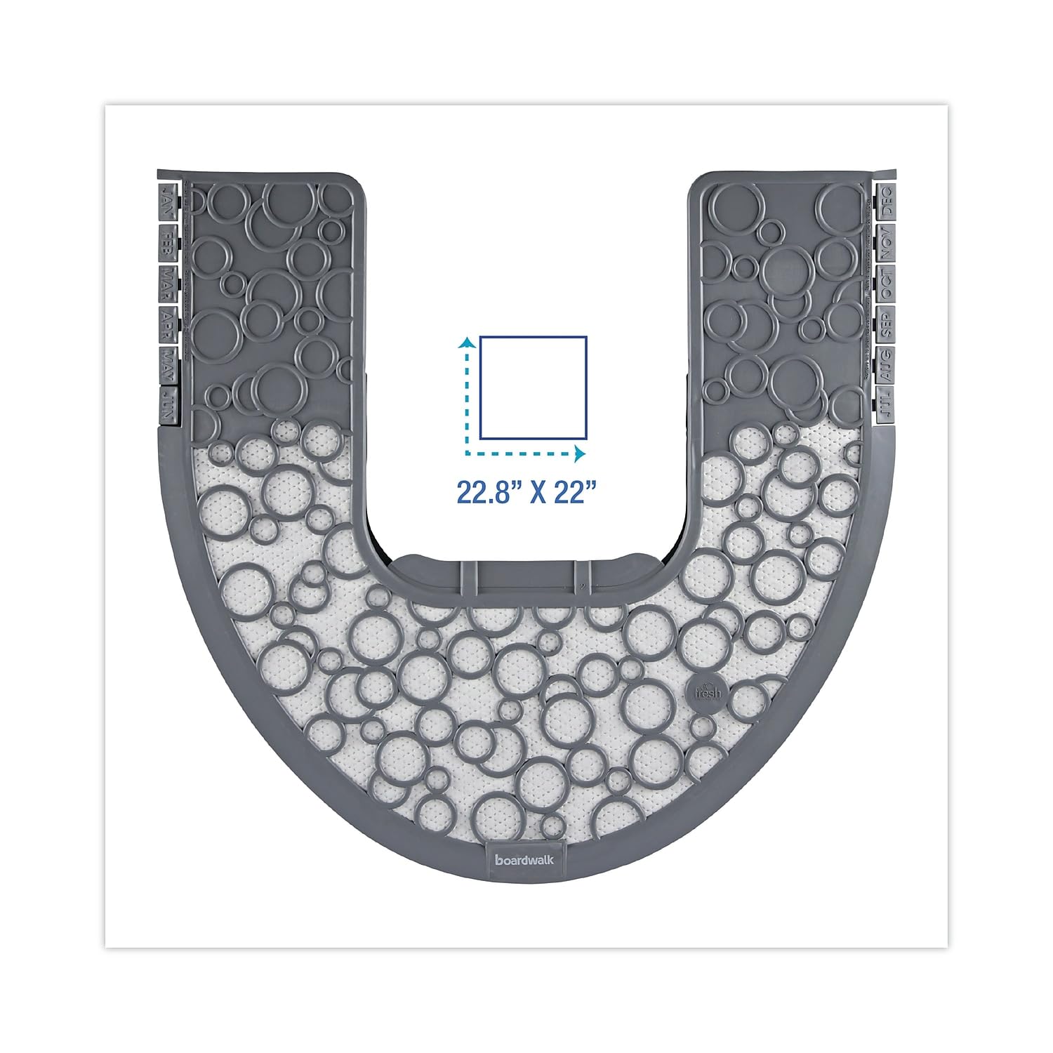 Boardwalk BWKCMGW 22 in. x 22 in. Commode Rubber Mat 2.0 - Gray/White (6/Carton)