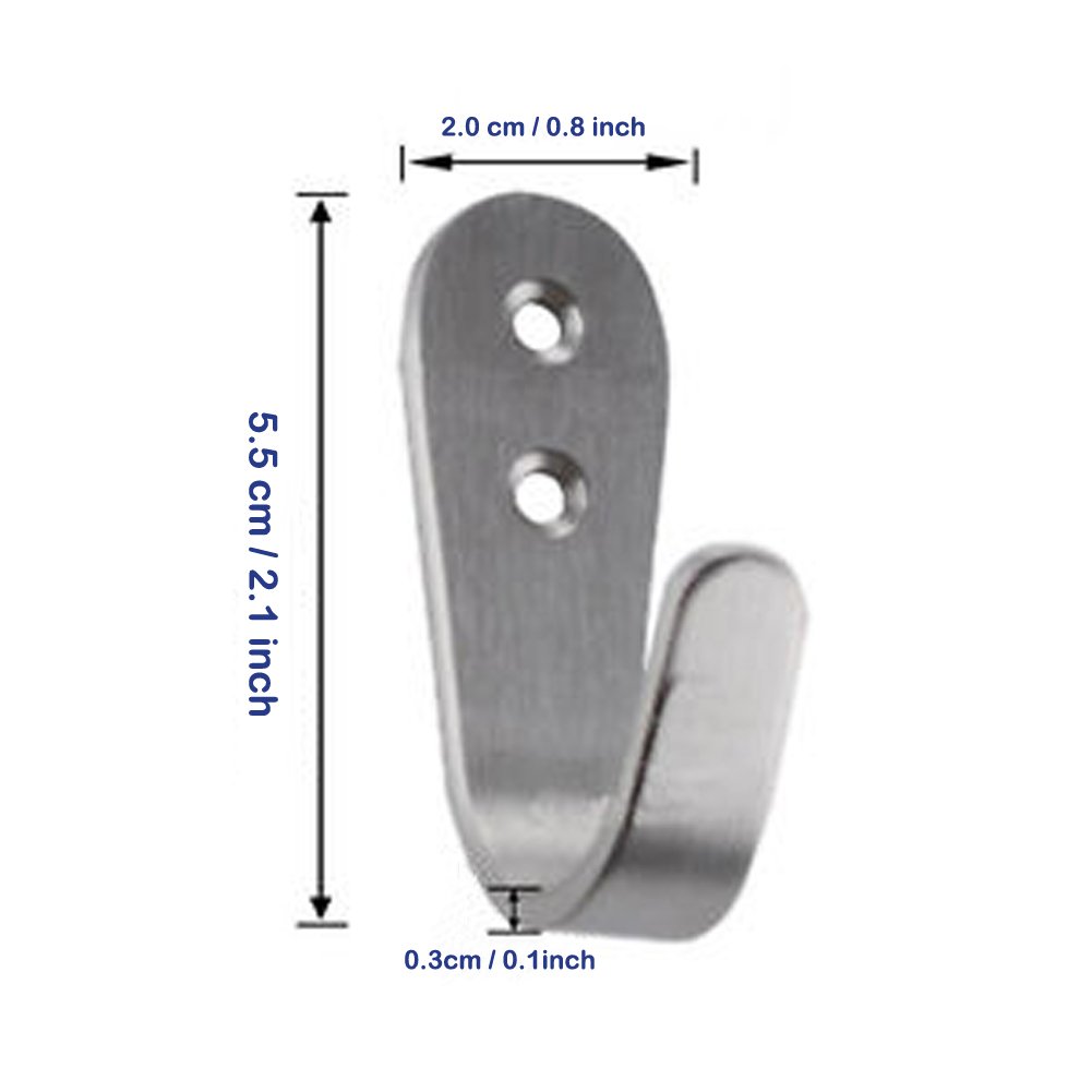 Deezio Bathroom Towel Hooks, Heavy Duty Wall Mounted Hooks, Stainless Steel Utility Hooks for Hanging Bath Towels Robes Coats Clothes Keys, Useful Home Storage Accessories(Pack of 10)