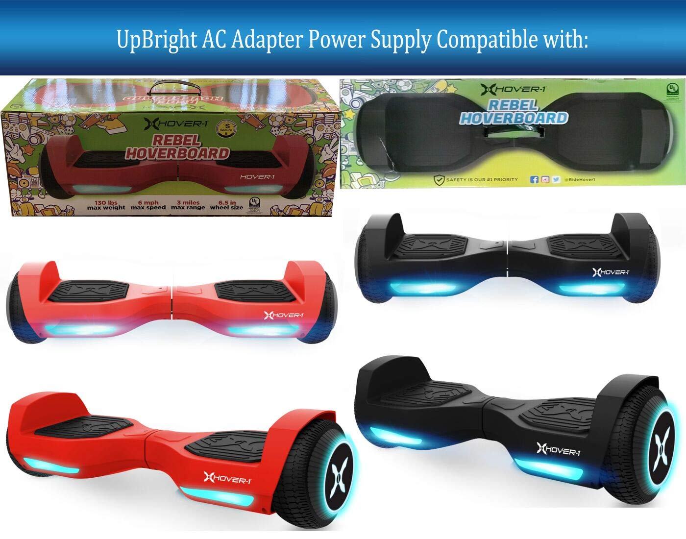 UpBright AC Adapter Compatible with X Hover-1 Rebel H1-REBL 25.2V 2.0Ah Li-ion Battery Hover board Electric Scooter DSA-REBL-BLK XHover-1 HLT-118A-2940400U FY0132940400 CP294040A 29.4VDC Power Charger