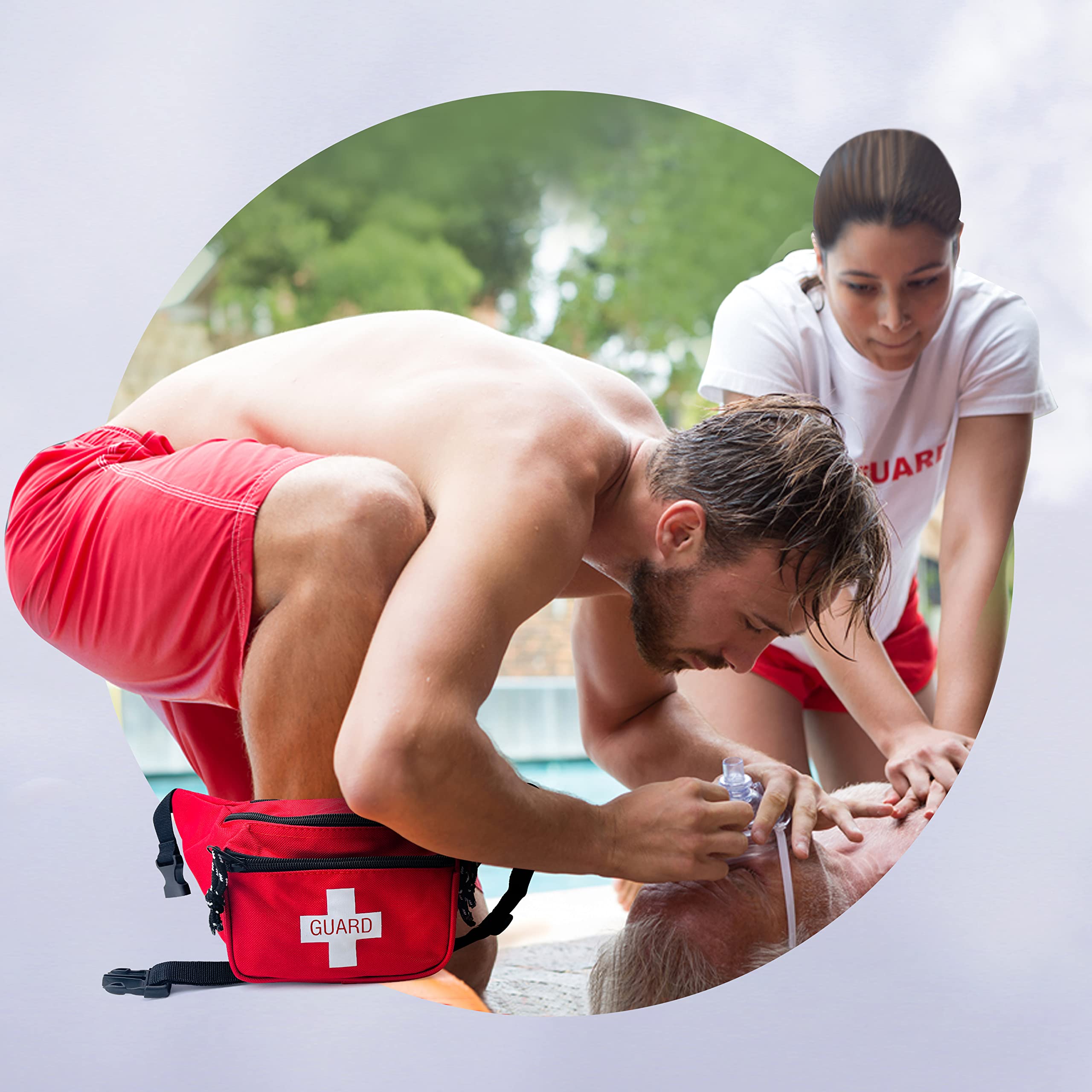 ASA TECHMED - 10 Pack First Aid Waist Pack - Baywatch Lifeguard Fanny Pack - Compact for Pool, Home, Car, Outdoors, Hiking, Playground, Camping, Workplace