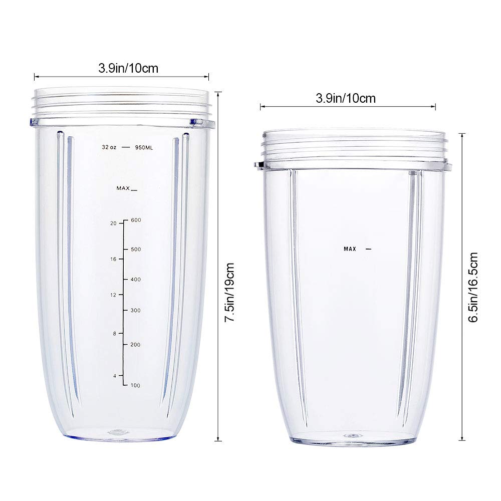 Blender Replacement Parts for Nutribullet, 32oz & 24oz Cups with Replacement Extractor Blade, Compatible with Nutri Bullet 600W/900W Blenders (3 PCS)