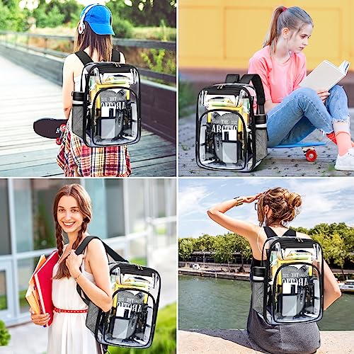 Clear Backpack, XXL Large Heavy Duty PVC Transparenet Backpacks with USB Charging Port,School Clear Bookbag Stadium Approved See Through Clear Backpacks for Women Men Kids Travel Work Security College