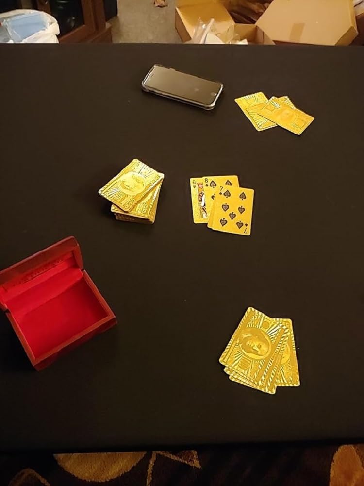 Gold Plated Playing Cards Poker with Wooden Gift Box Case Make Your Magic Tricks More Luxurious & Creative for Family & Friend