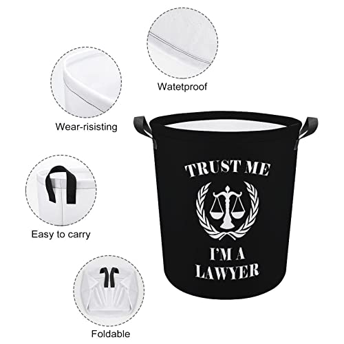 Trust Me I'm A Lawyer Foldable Laundry Basket Waterproof Hamper Storage Bin Bag with Handle 16.5"x 16.5"x 17"