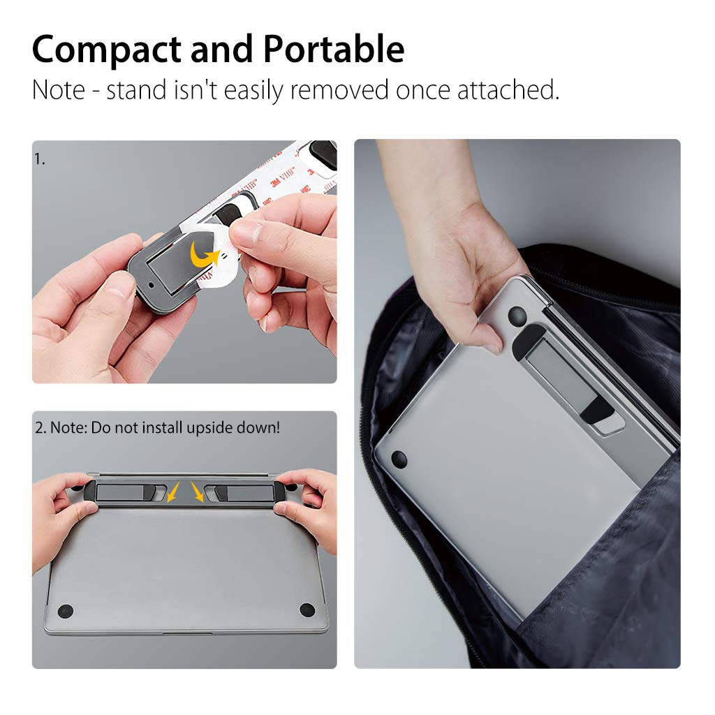 Avankin Laptop Cooling Stand, Aluminum Portable Foldable Ergonomic Notebook Lift Holder for Desk, Table, Compatible with MacBook Air Pro, Dell XPS, HP, Lenovo and More 10-15.6” Laptops – BS103 (Gray)