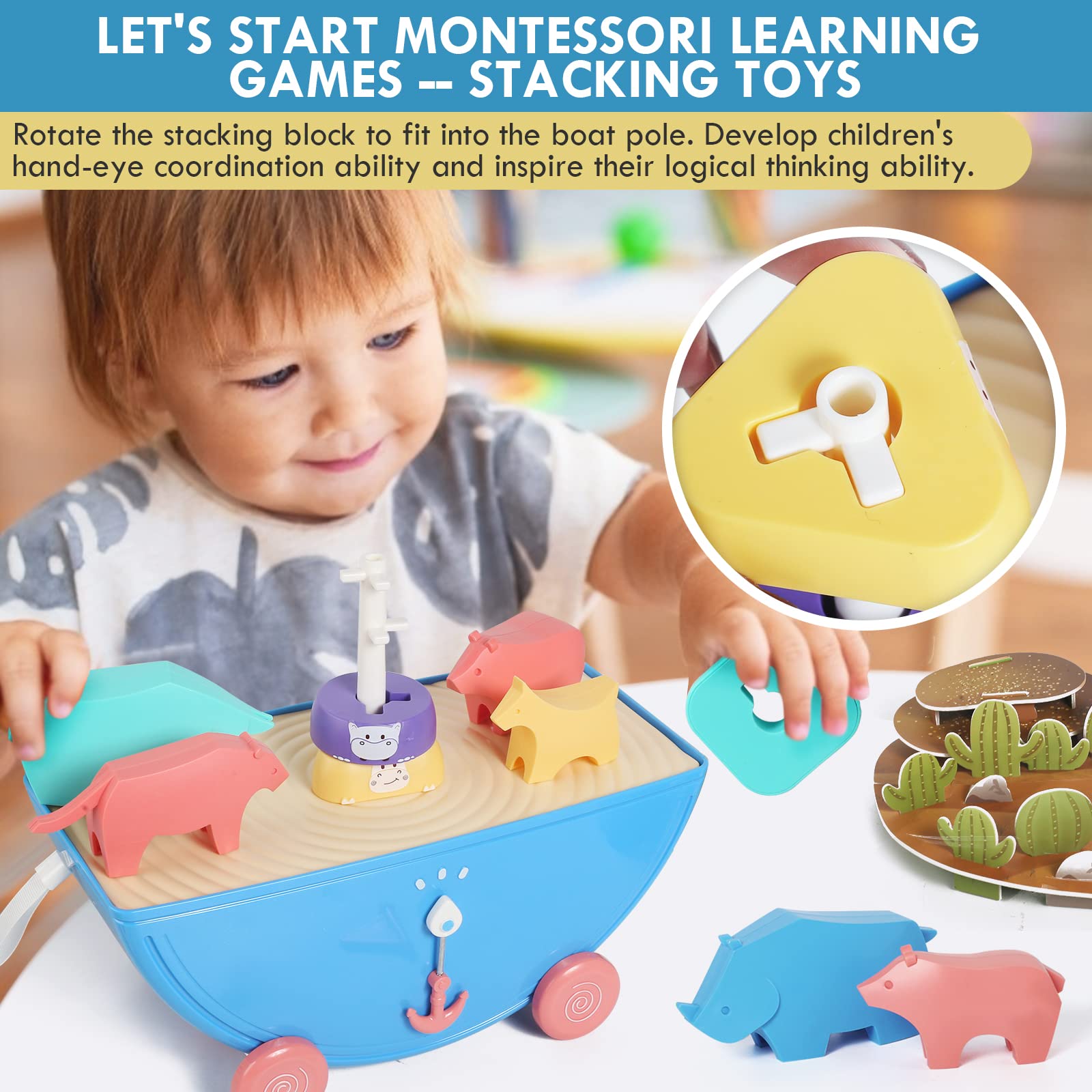 LilKisThk Montessori Toddler Toys Sorting and Stacking Games for Kids Preschool Learning Educational Gift for Boys Girls Age 3+ Years Old