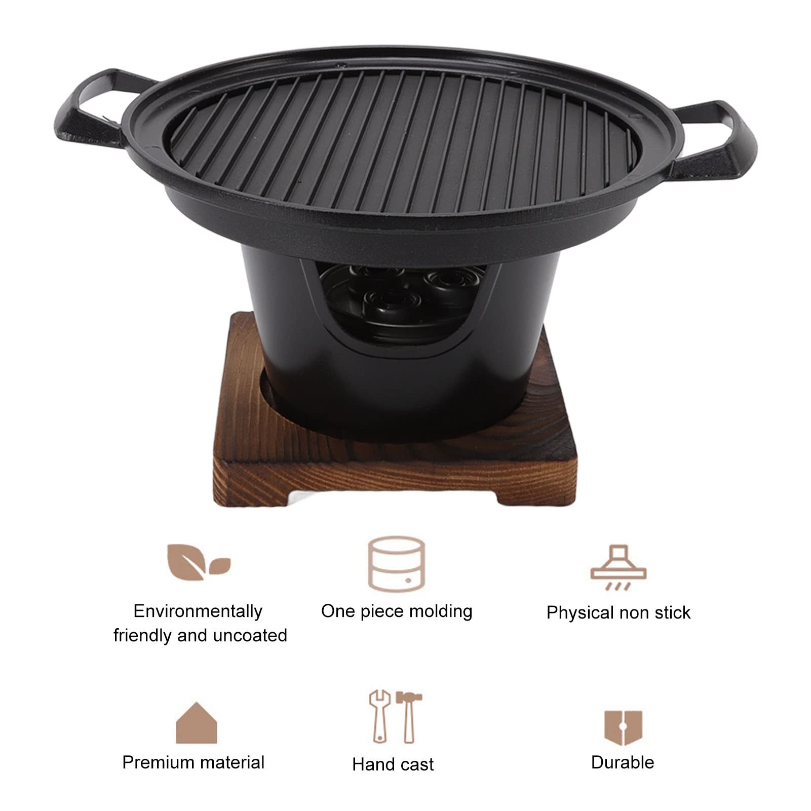 Barbecue Grill, Mini Hibachi Grill, Small Tabletop Grill Prevent Sticking Easy Cleaning Portable Smokeless Tabletop Charcoal Grill for One Person for Indoor