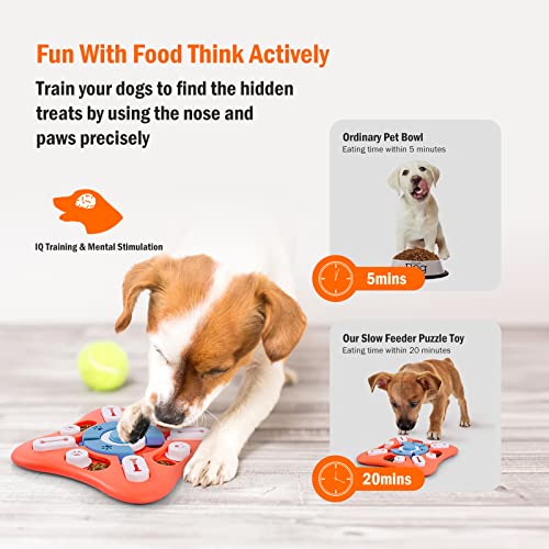 knitly Dog Puzzle Toys for IQ Training & Mental Enrichment, Interactive Dog Toys for Large Medium Small Dogs,Dog Treat Puzzle Dispensing Slow Feeder with Squeaky Design for Training & Fun Feeding