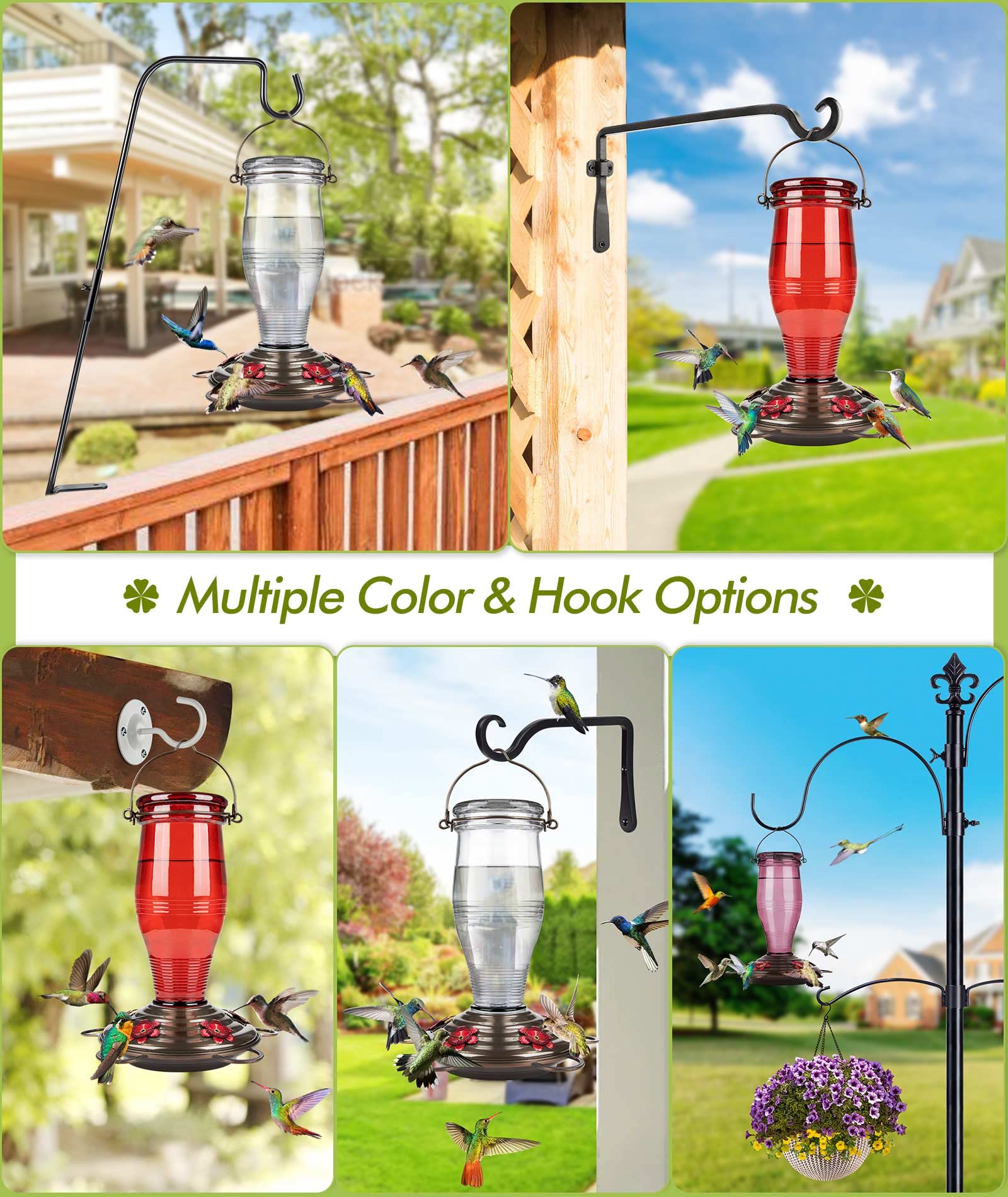 BOLITE 18006CR Hummingbird Feeder, Vintage Bottle Glass Hummingbird Feeders for Outdoors, 25 Ounces, Red