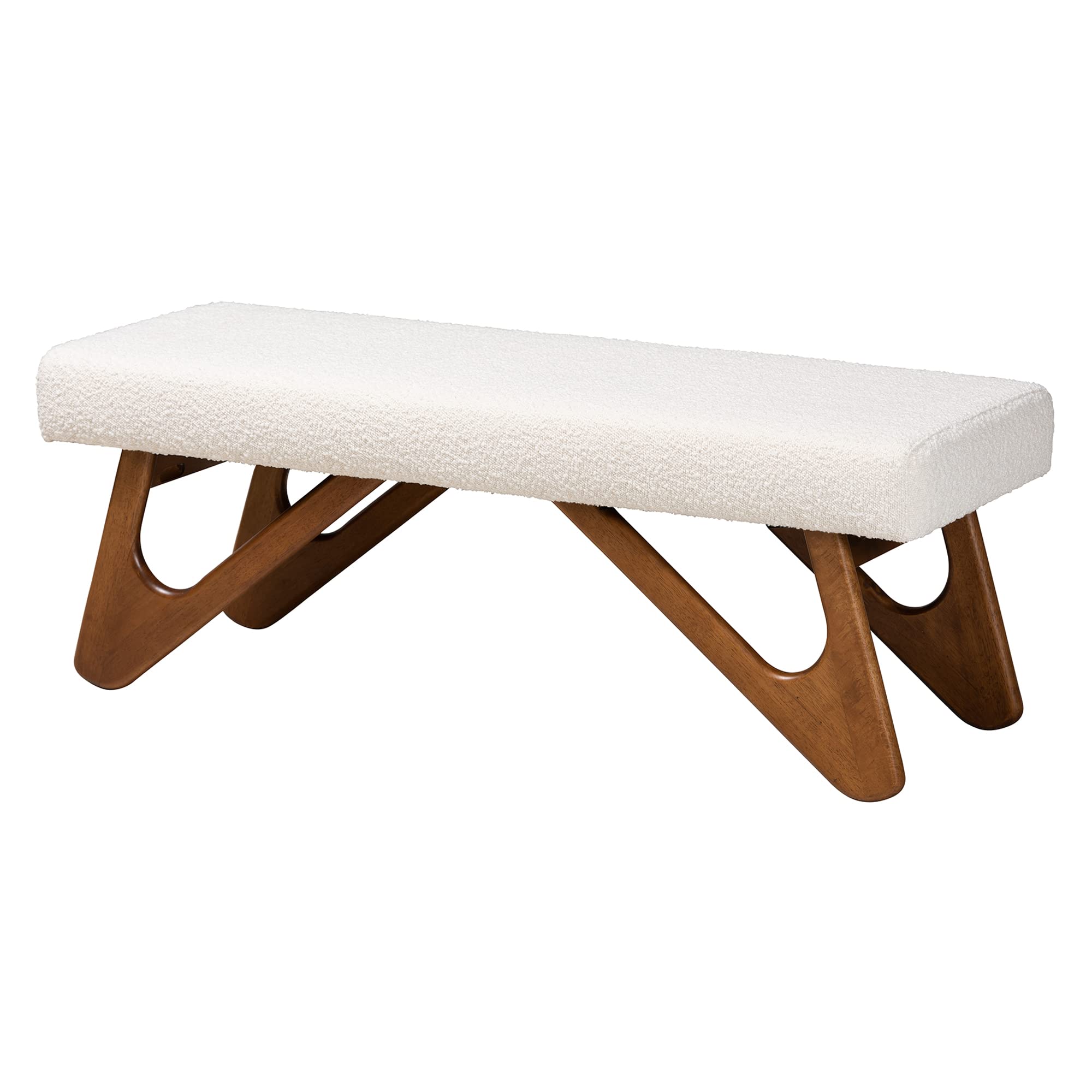 Baxton Studio Rika Benche & Banquette, One Size, White/Walnut Brown