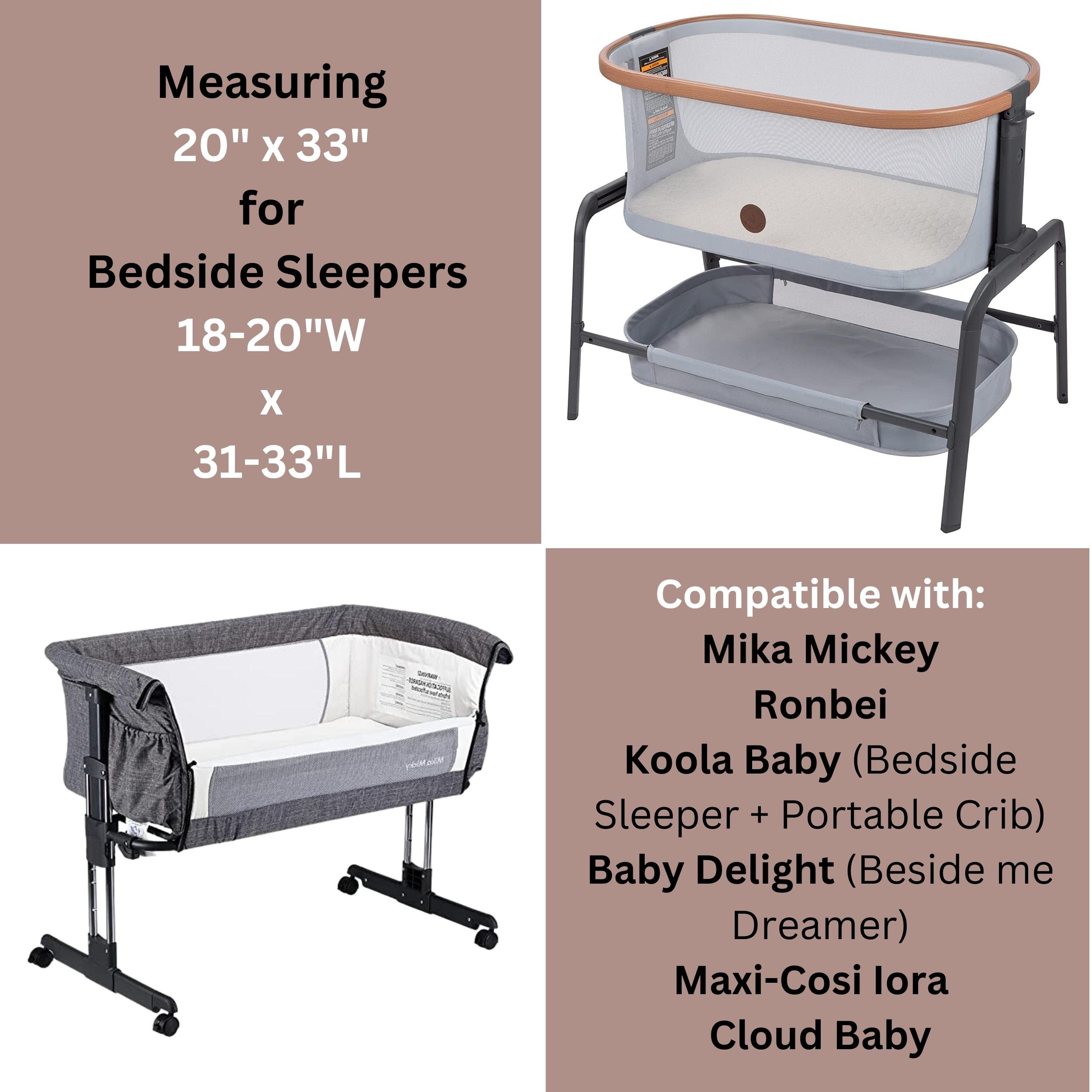 Bassinet Fitted Sheets 33 x 20β Compatible with Mika Micky, Maxi COSI, Ronbei, Amke, Baby Joy, Cloud Baby, Koola Baby Bedside Sleeper β 100% Organic Jersey Cotton β Safari Giraffe β 2 Pack
