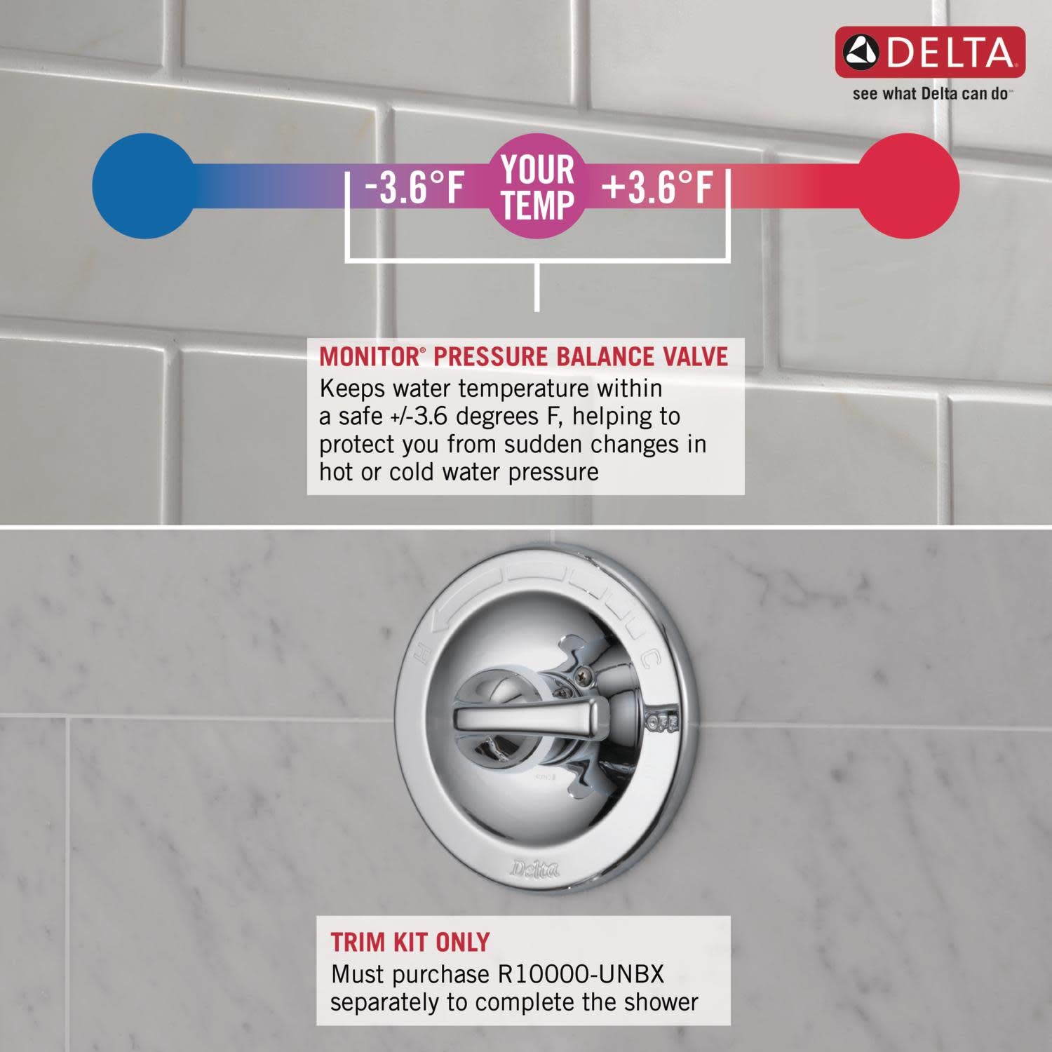 Delta Faucet Foundations Chrome Shower Faucet Set with 2-Spray Chrome Shower Head, Shower Trim Kit, Shower Faucet Sets Complete, Chrome BT13210 (Valve Not Included)