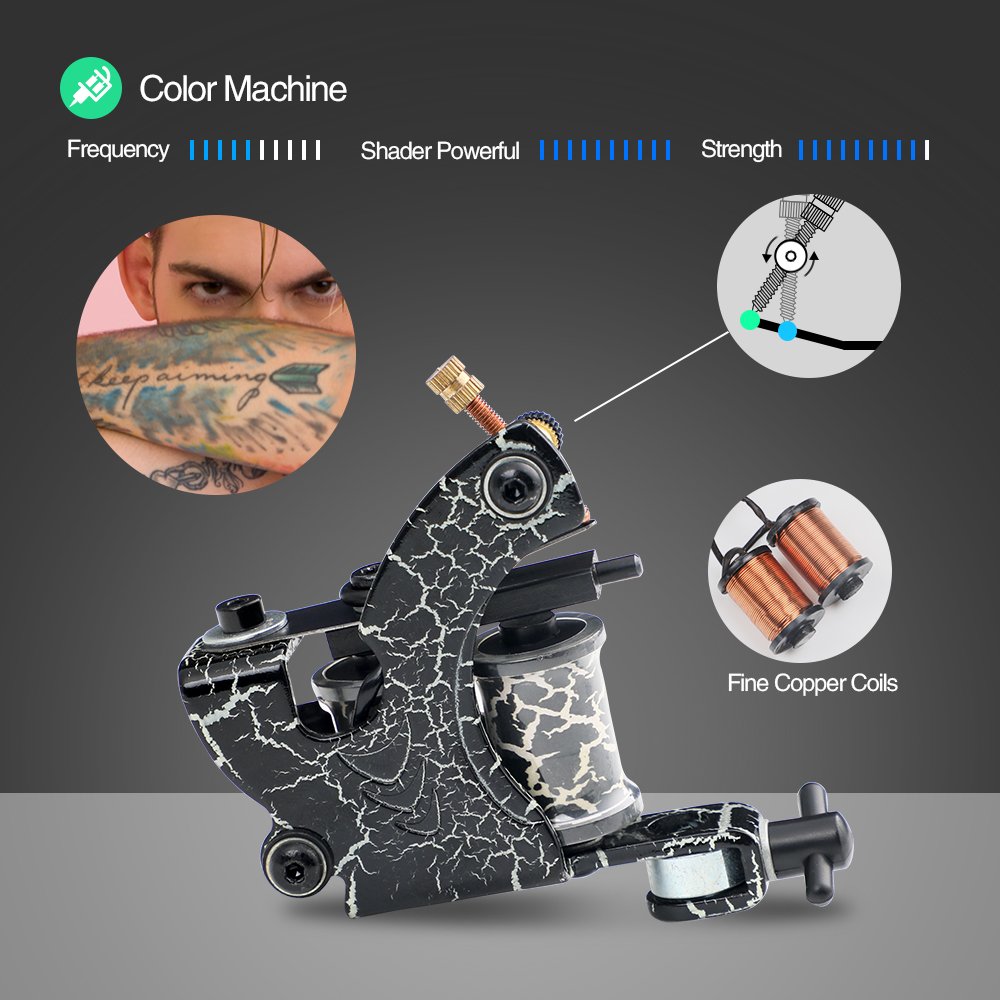 Solong Complete Tattoo Kit 4 Pro Machine Guns 54 Inks Power Supply Foot Pedal Needles Grips Tips Carry Case TK456-US