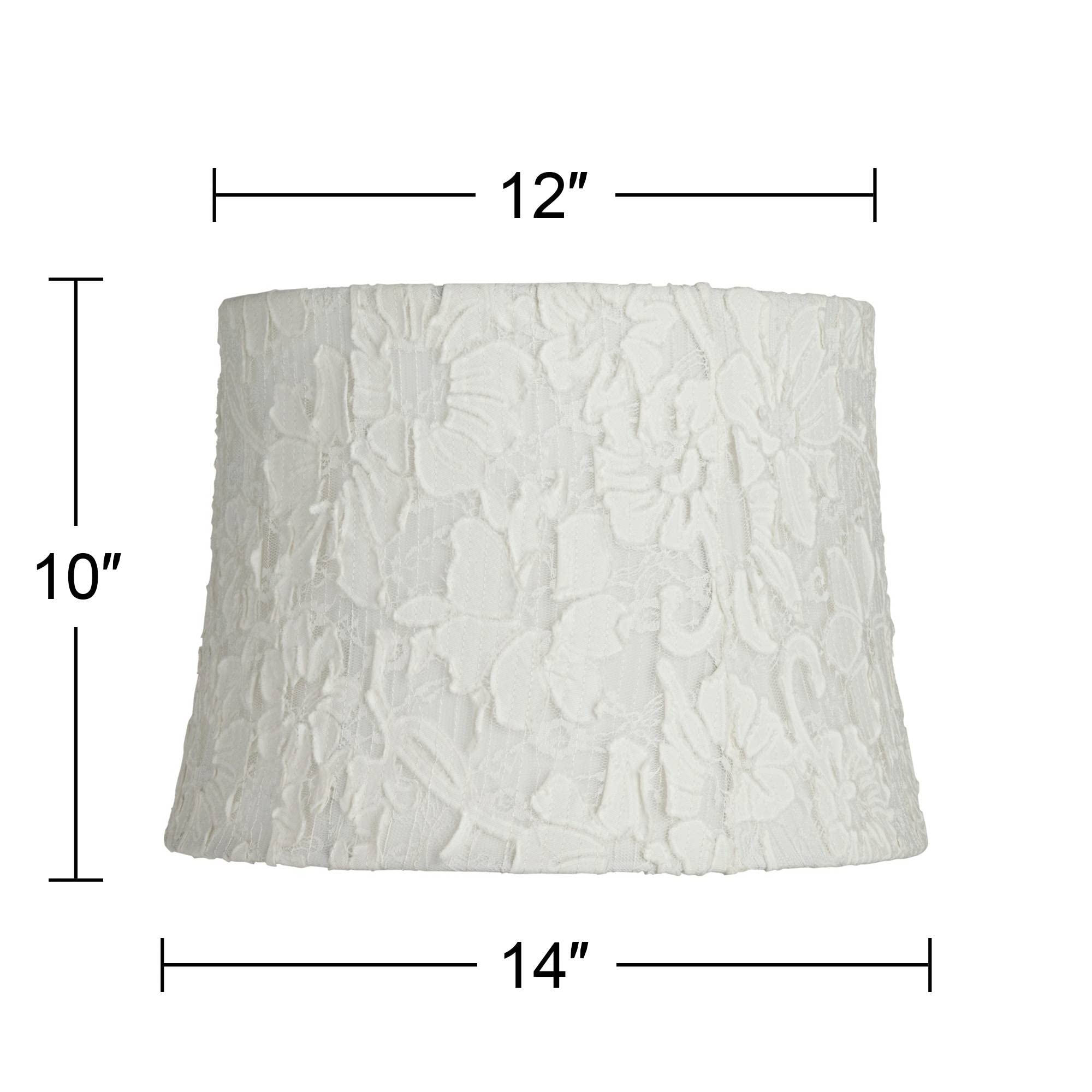 Ashland White Lace Medium Drum Lamp Shade 12" Top x 14" Bottom x 10" High (Spider) Replacement with Harp and Finial - Springcrest
