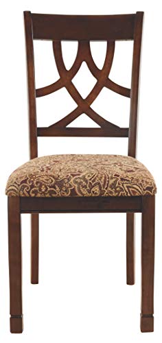 Ashley Furniture Signature Design - Leahlyn Dining Upholstered Side Chair - Pierced Splat Back - Set of 2 - Medium Brown