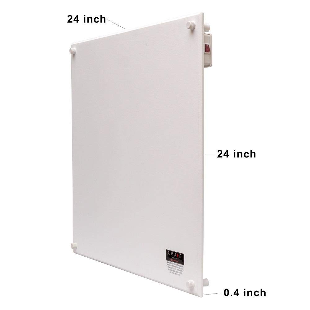 Convection Panel Heater - 400W Amaze Solo Energy Efficient Space Heater for Bedroom, Bathroom & Garage - 24″x24″ Paintable & Silent Electric Heater w/Wall Mount Kit, Up to 150 sq ft - Amaze Heaters