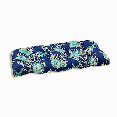 Pillow Perfect Outdoor/Indoor Daytrip Pacific Tufted Loveseat Cushion, 1 Count (Pack of 1), Blue