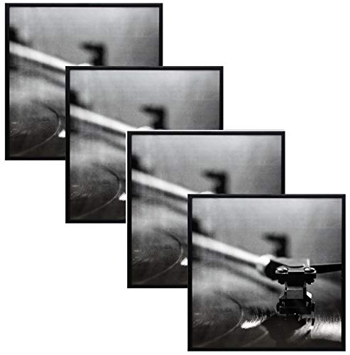 Black Music Album Frame - Made To Display Vinyl LP Album Covers 12.5" x 12.5" - Four Frames - Hanging Hardware Installed with No Assembly Required - Easy to Hang - Music Vinyl LP Album Cover 4-Pack