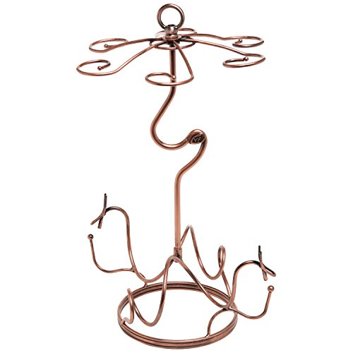 MyGift Bronze Metal Tabletop Wine Bottle Rack and Wine Glass Holder Stemware Display Stand