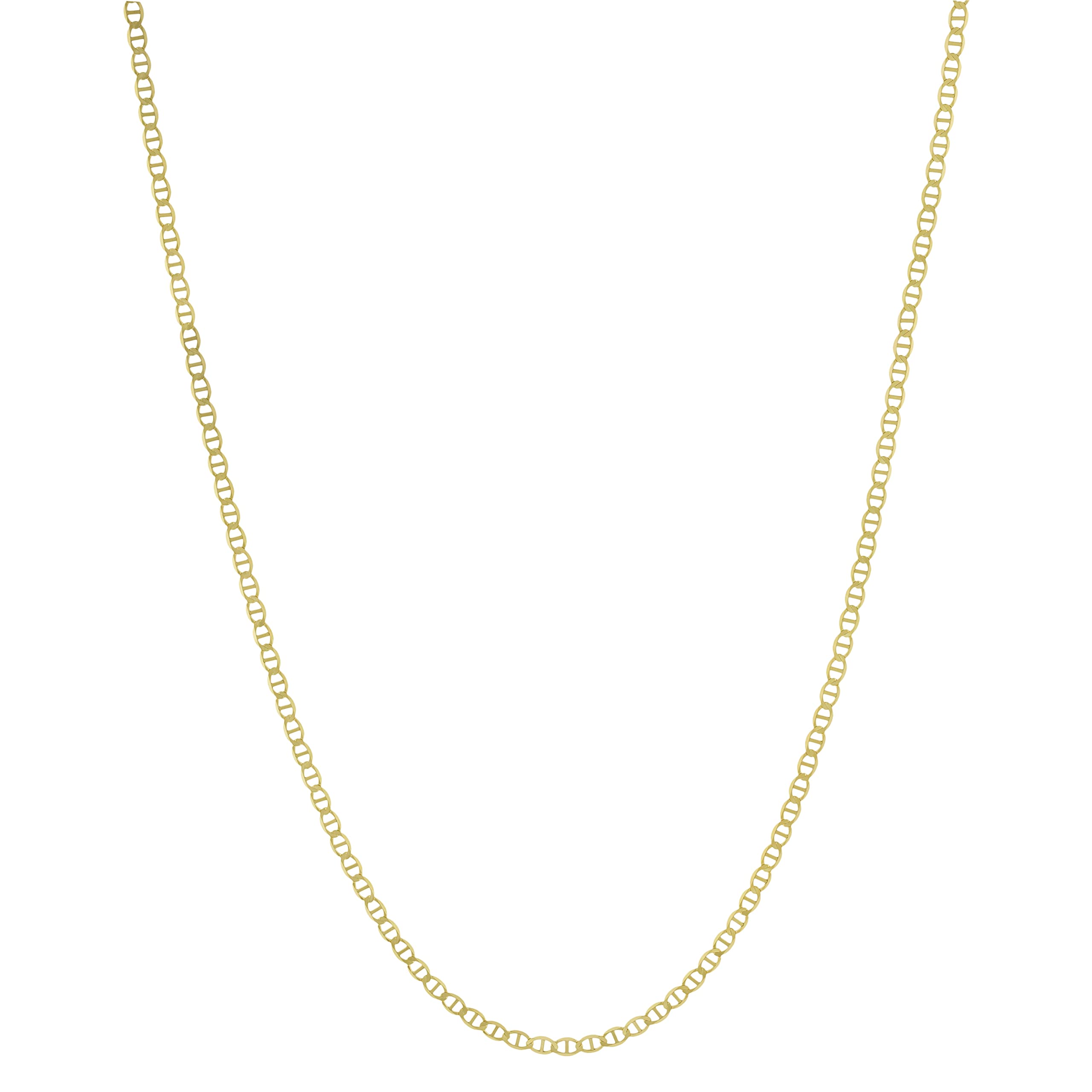 BAYAM 2mm Mariner Link Chain Unisex Adult Necklace Real Solid 10K Yellow Gold Jewelry